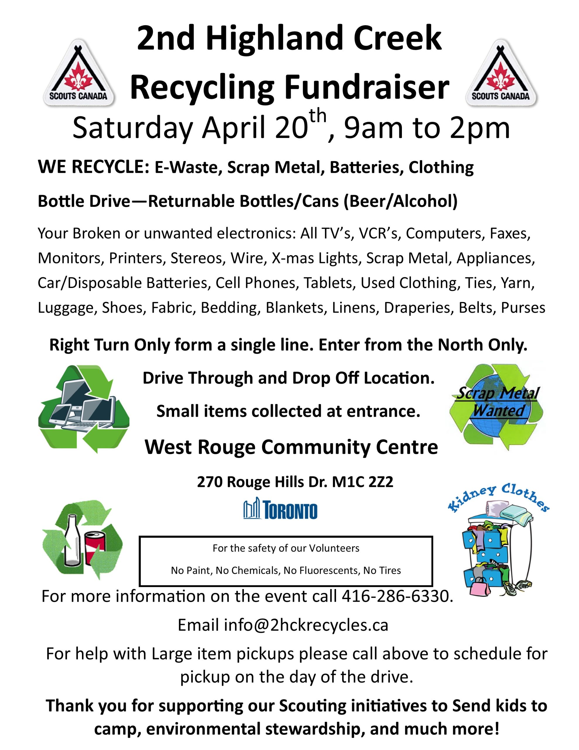 2024 Earth Day Recycling Drive - 2nd Highland Creek Scouting Group